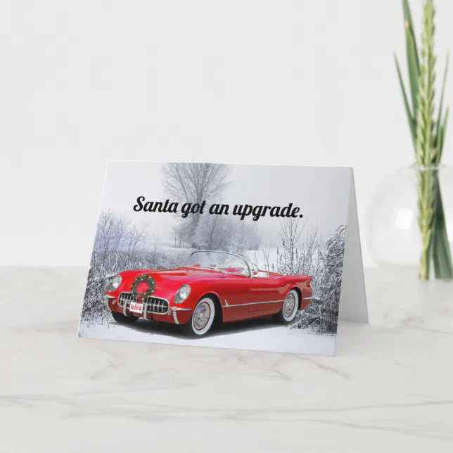 Santa Drives A Classic Red Convertible Christmas Card | Zazzle