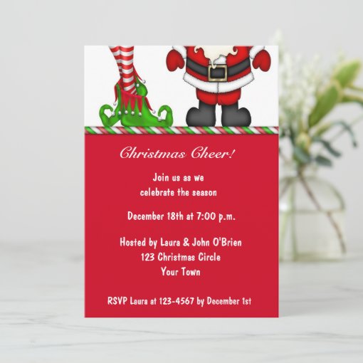 Santa & Elf Holiday Party Invitation | Zazzle