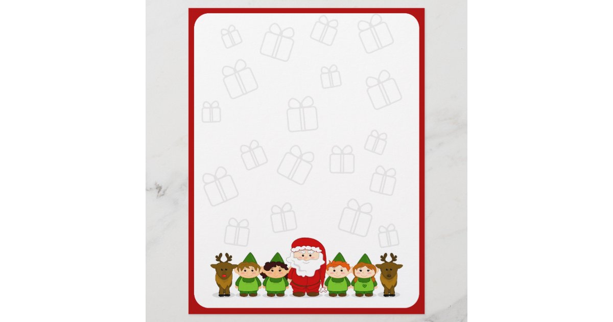 Santa, Elves and Reindeer Christmas Letter Paper | Zazzle