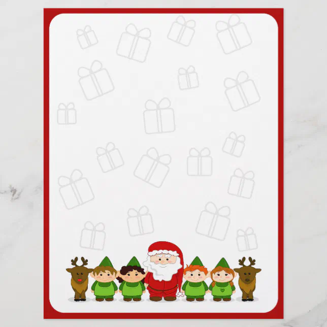 Santa, Elves and Reindeer Christmas Letter Paper | Zazzle