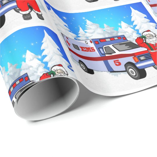 Santa EMS Ambulance Christmas Wrapping Paper | Zazzle.com
