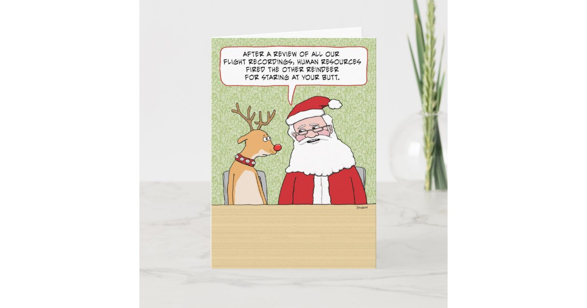 Santa Explains Reindeer Harassment Funny Christmas Card | Zazzle