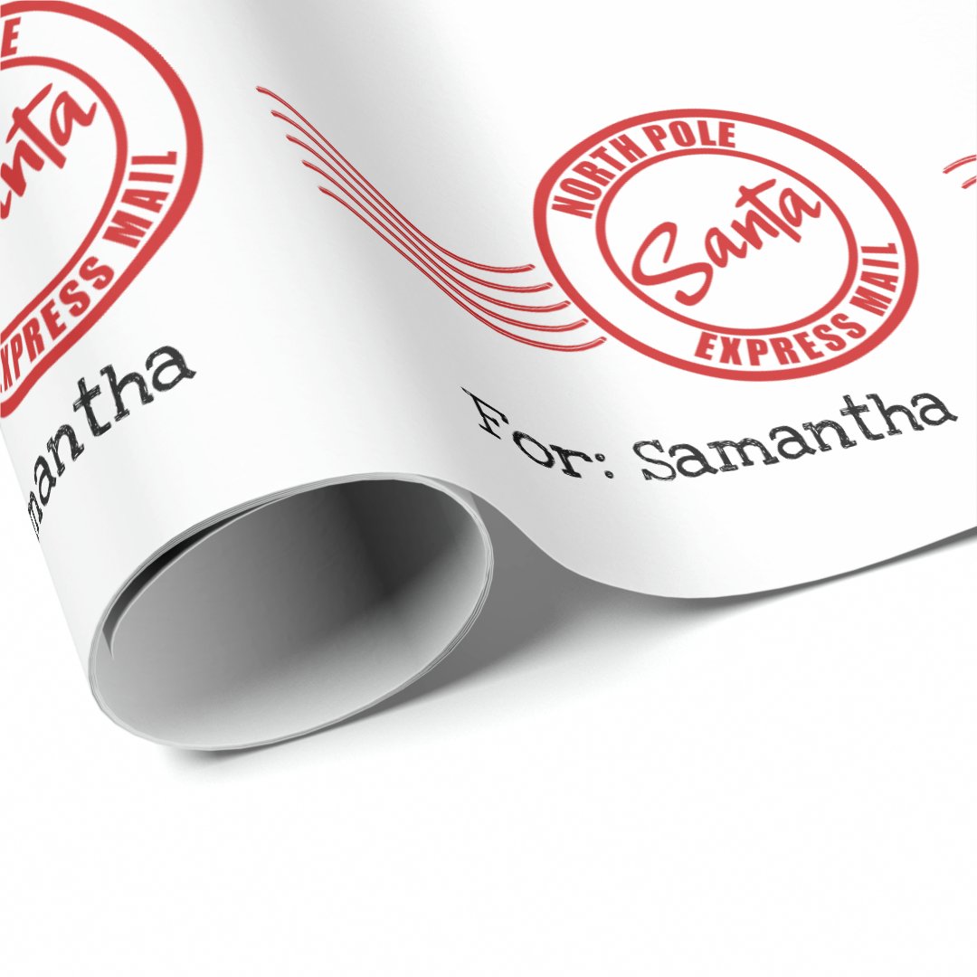 Santa express mail North Pole delivery Wrapping Paper | Zazzle