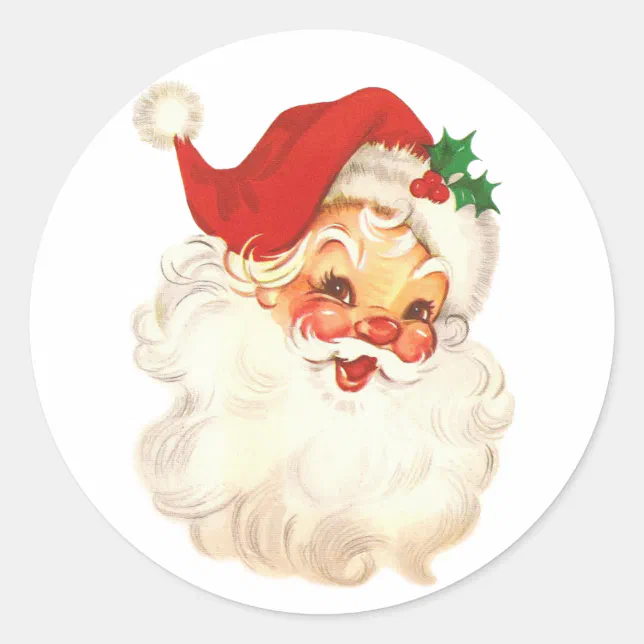 santa face vintage classic round sticker | Zazzle