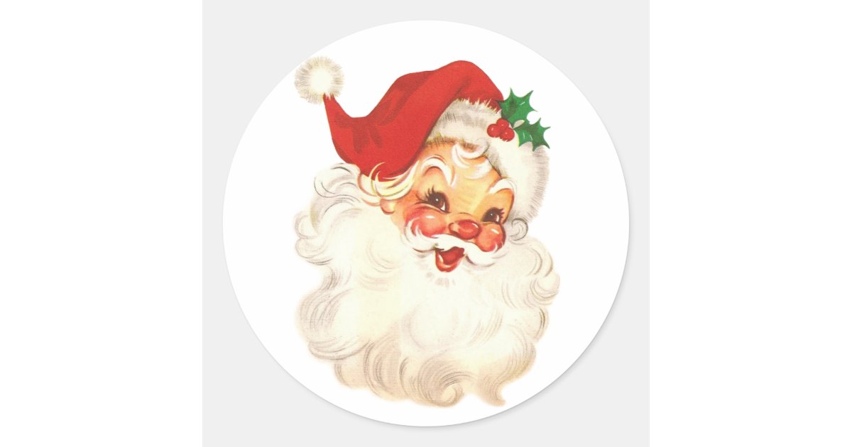 santa face vintage classic round sticker | Zazzle