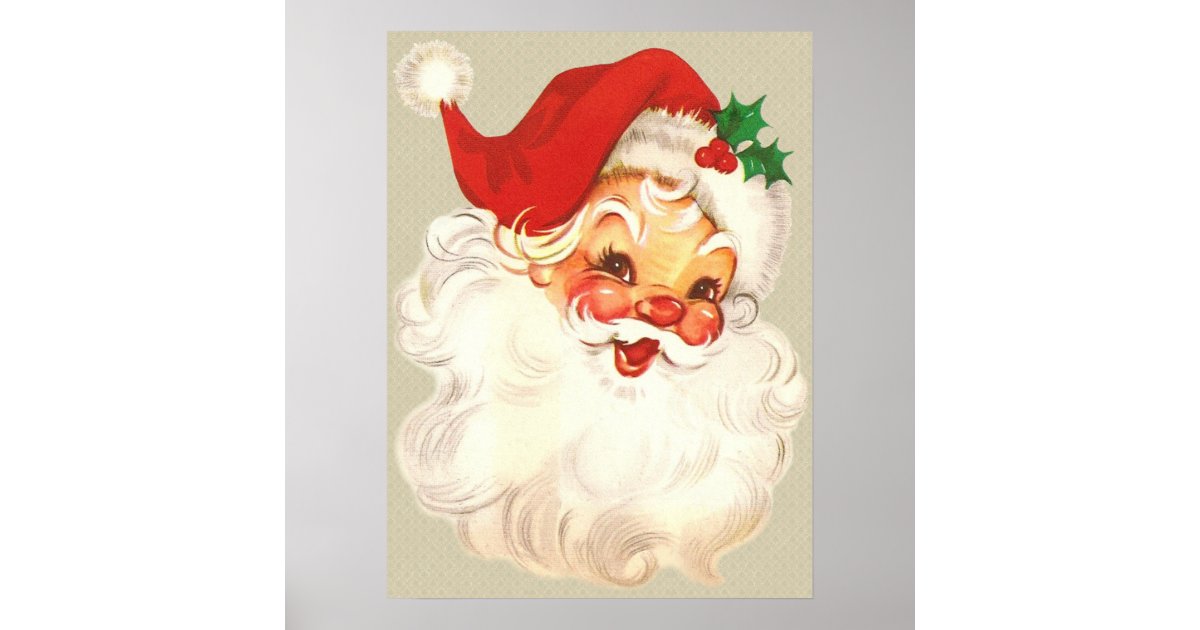 santa face vintage poster | Zazzle