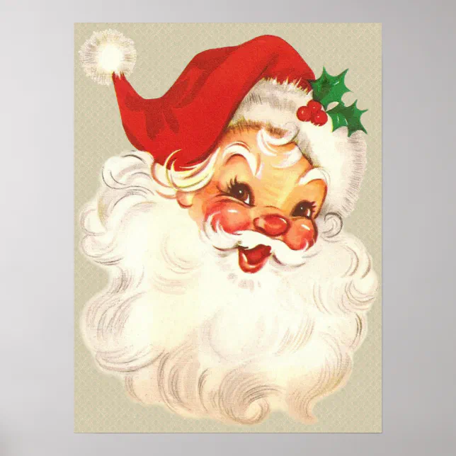 santa face vintage poster | Zazzle