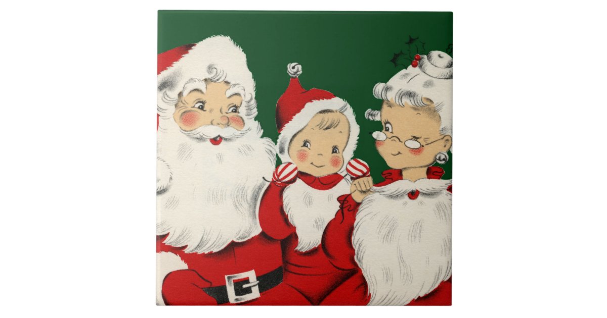 Santa Family Christmas Ceramic Tile | Zazzle
