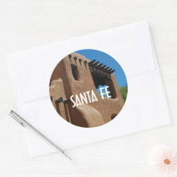 Santa Fe New Mexico adobe Classic Round Sticker | Zazzle
