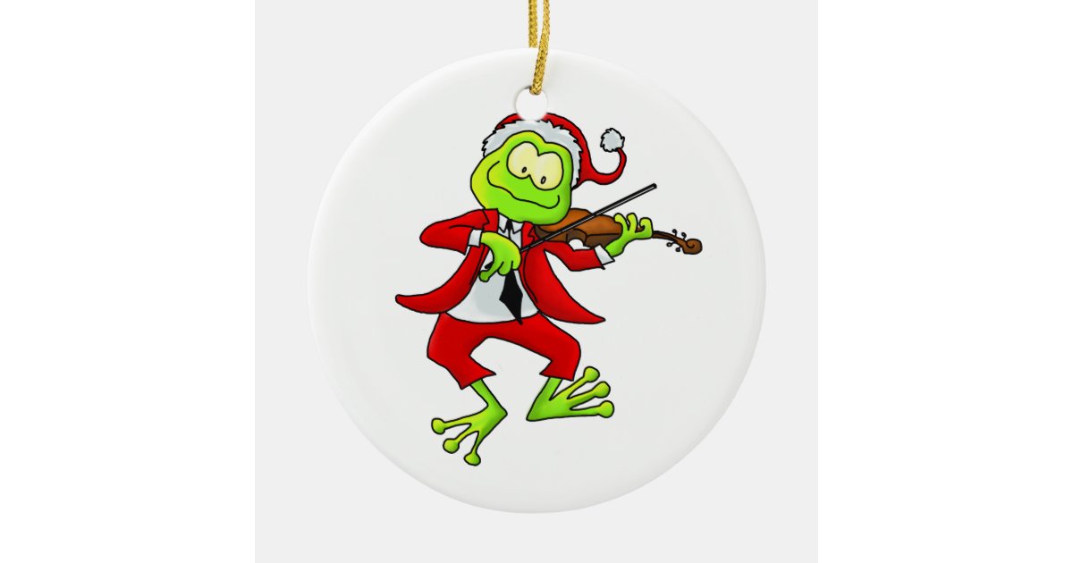 Santa Fiddle Frog Ornament | Zazzle