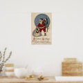 Santa Filling Stocking to the Brim Poster | Zazzle