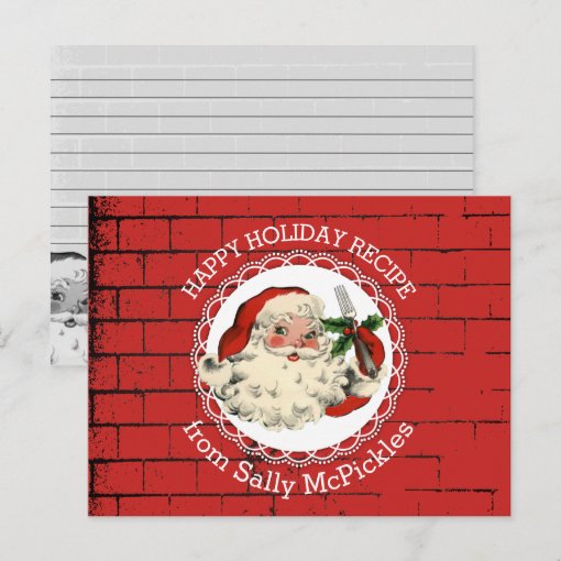 Santa fork cooking baking recipe card | Zazzle