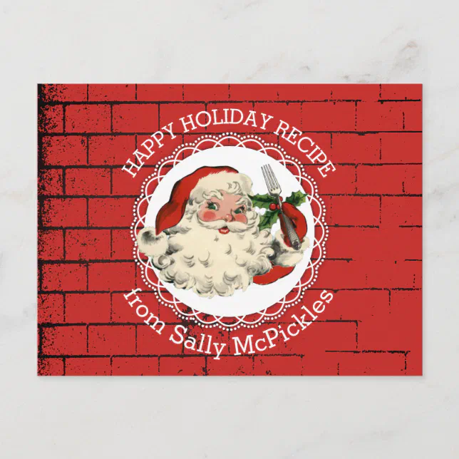 Santa fork cooking baking recipe card | Zazzle