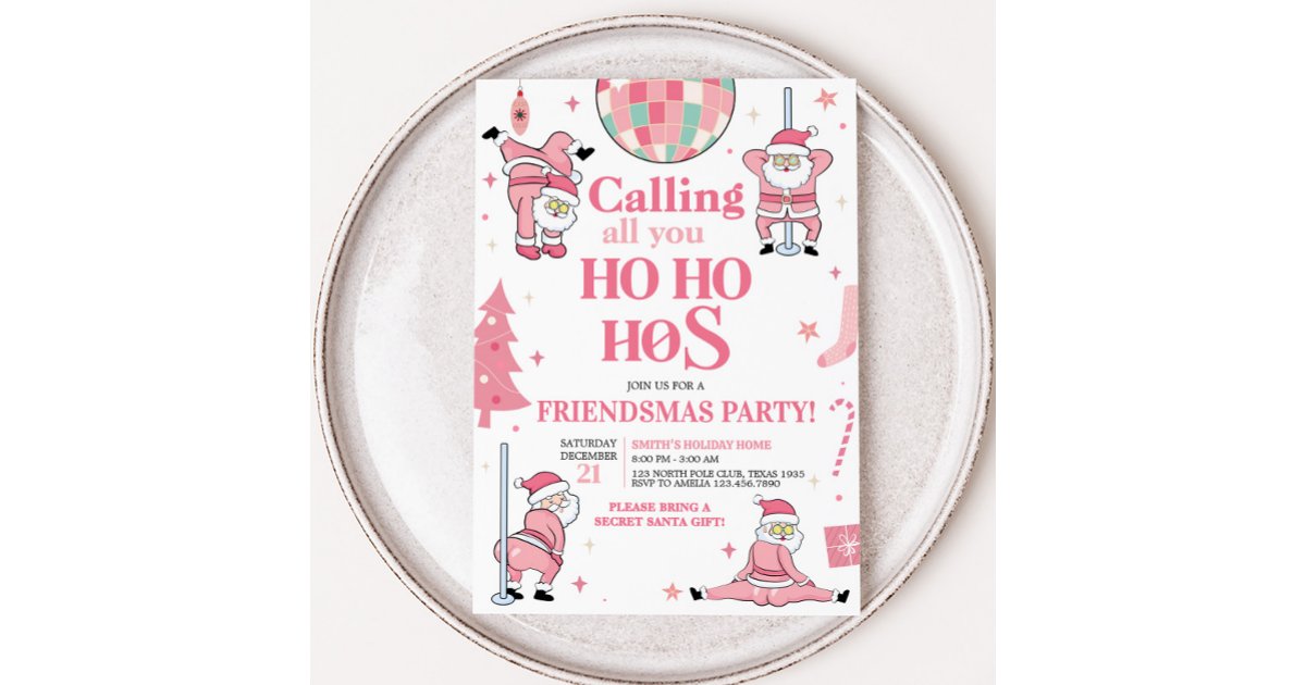 Santa Friendsmas Christmas Party Invitation | Zazzle