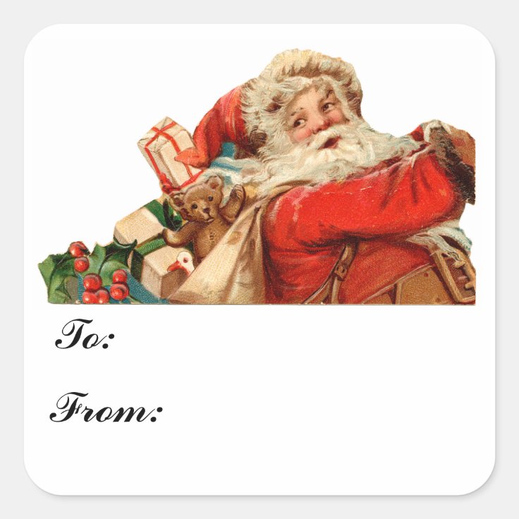 Santa Gift Tag Sticker | Zazzle