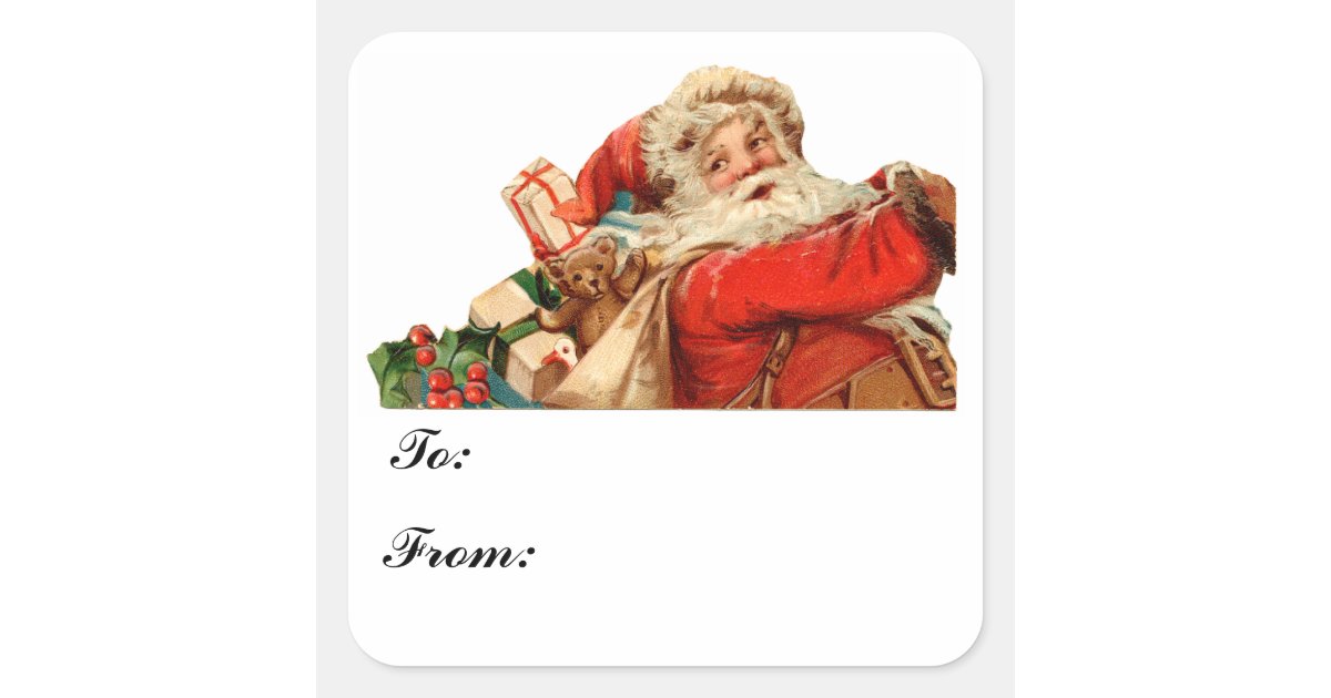 Santa Gift Tag Sticker | Zazzle