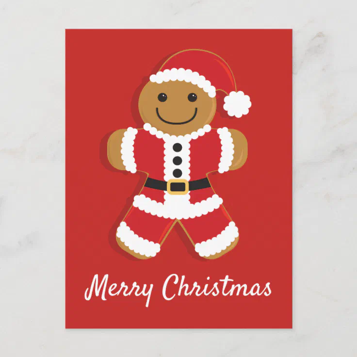 Santa Gingerbread Man Christmas Holiday Postcard | Zazzle