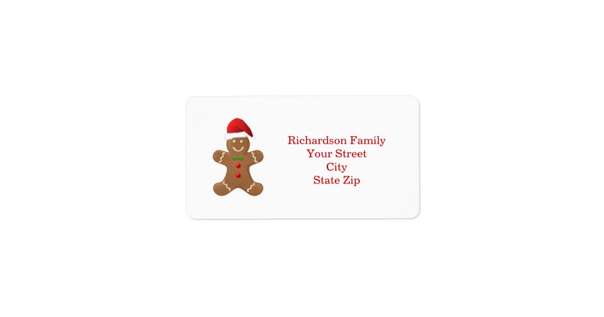 Santa Gingerbread man Christmas label | Zazzle