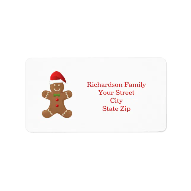 Santa Gingerbread man Christmas label | Zazzle