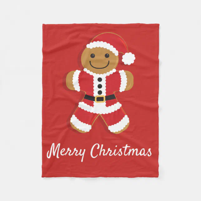 Santa Gingerbread Man | Fleece Blanket | Zazzle