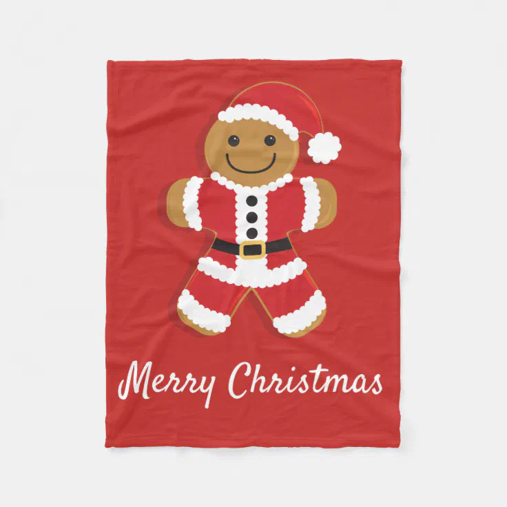 Santa Gingerbread Man | Fleece Blanket | Zazzle