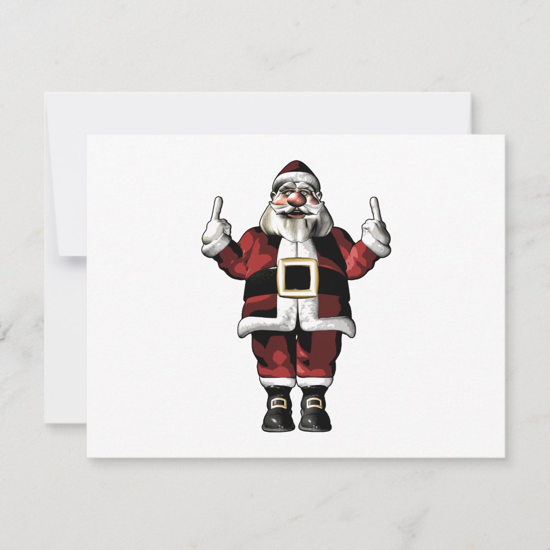 Santa Giving the Finger Holiday Card | Zazzle