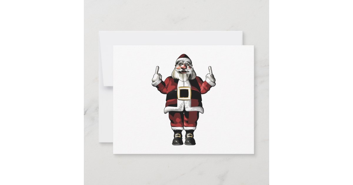 Santa Giving the Finger Holiday Card | Zazzle