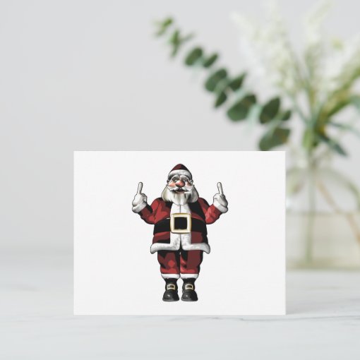 Santa Giving the Finger Holiday Card | Zazzle