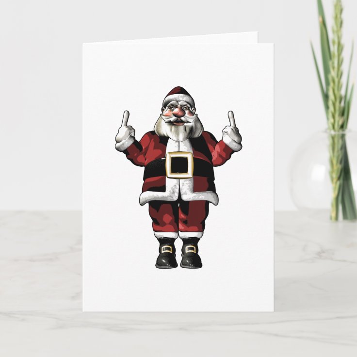 Santa Giving the Finger Holiday Card | Zazzle