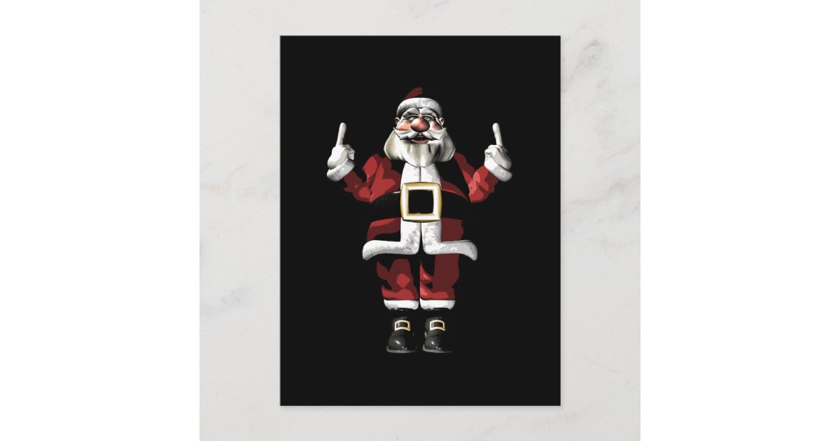Santa Giving the Finger Holiday Postcard | Zazzle.com