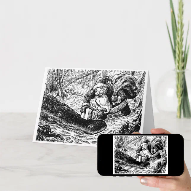 Santa Goes for a Swamp Walk Holiday Card | Zazzle