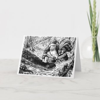 Santa Goes for a Swamp Walk Holiday Card | Zazzle