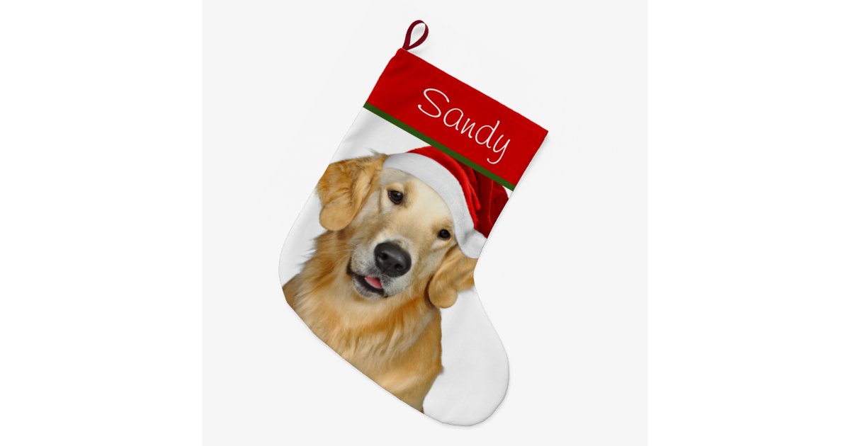 Santa Golden Retriever Large Christmas Stocking | Zazzle