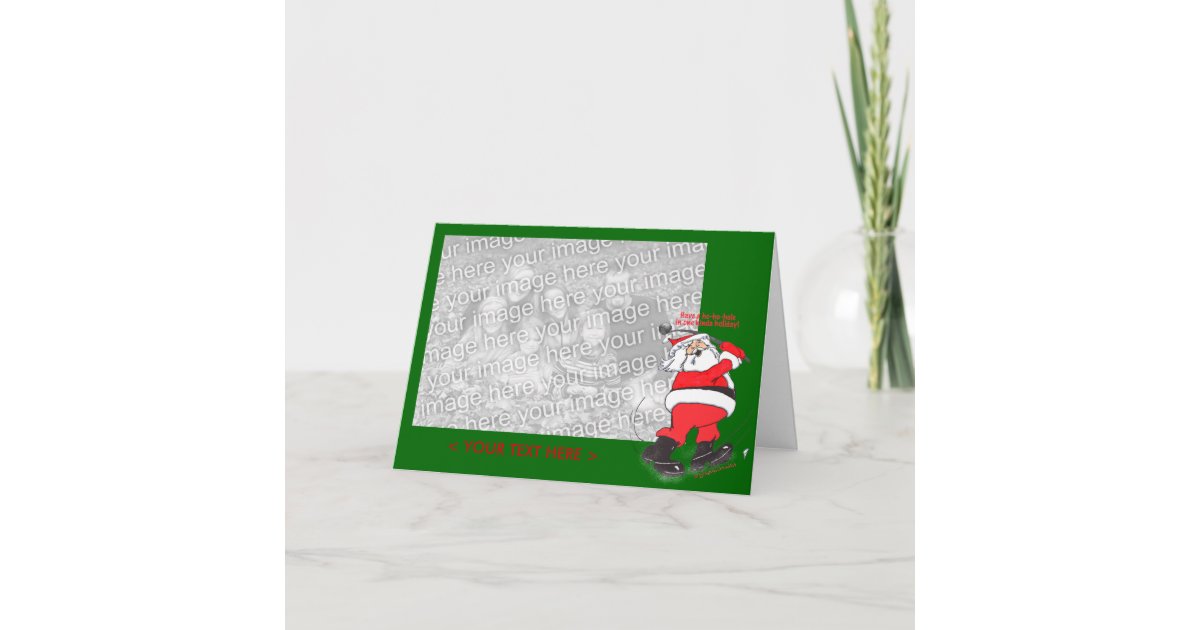 Santa Golfing Christmas Card Template | Zazzle