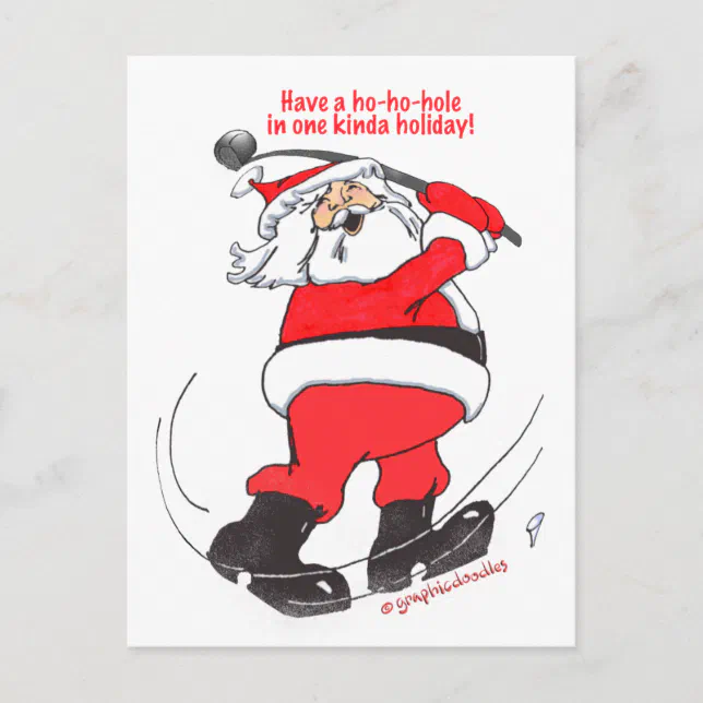 Santa golfing Christmas gifts. Holiday Postcard | Zazzle