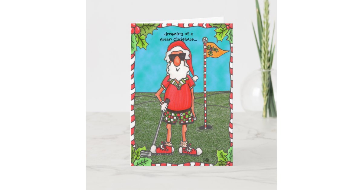 Santa Golfing Holiday Card | Zazzle