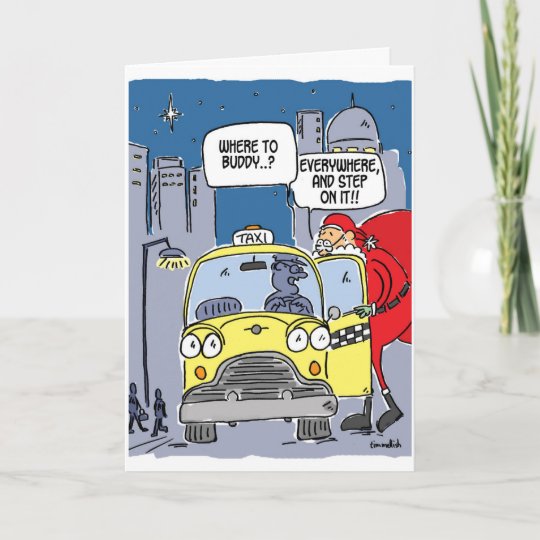 Santa hails a taxi holiday card | Zazzle.com