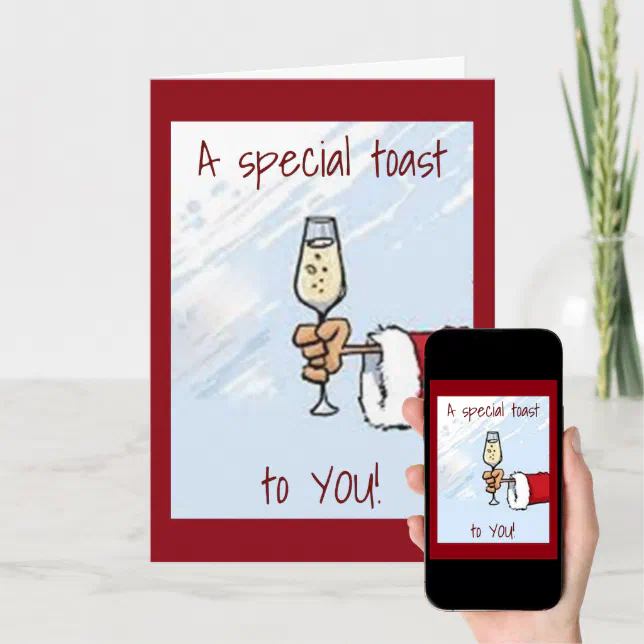SANTA HAS A *HAPPY HOLIDAYS* TOAST FOR "YOU" HOLIDAY CARD | Zazzle