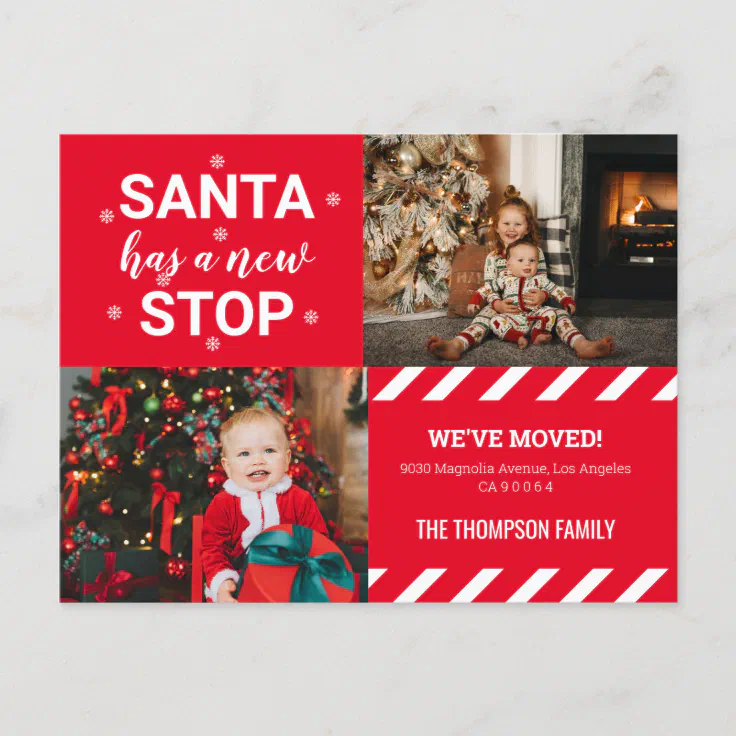 Santa has a new Stop We've Moved Photo Moving Announcement Postcard ...