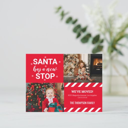 Santa has a new Stop We've Moved Photo Moving Announcement Postcard ...