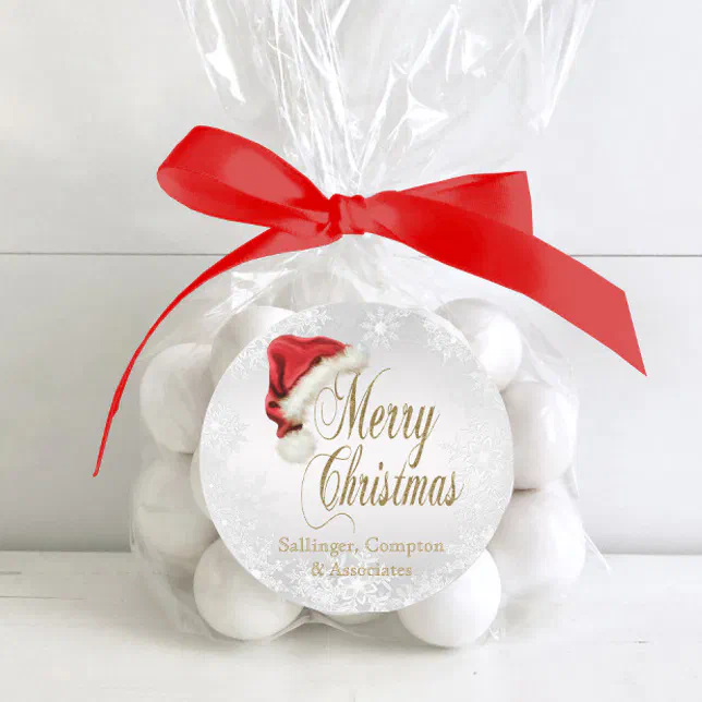 Santa Hat and Snowflake Christmas Stickers | Zazzle