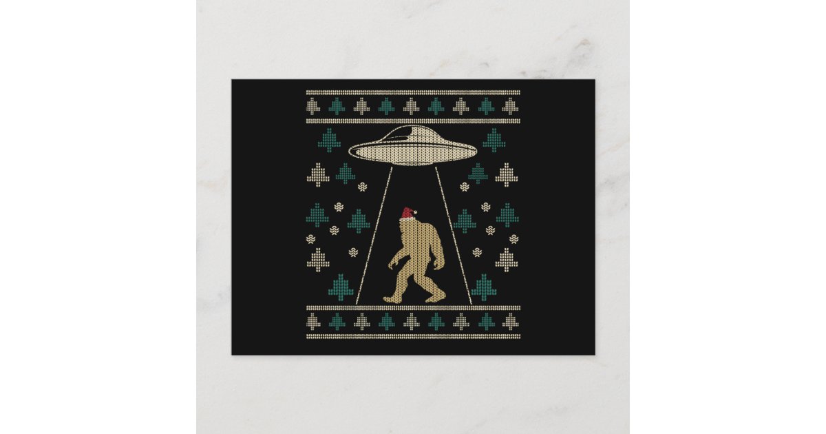 Santa hat Bigfoot Alien Ufo Sasquatch Postcard | Zazzle