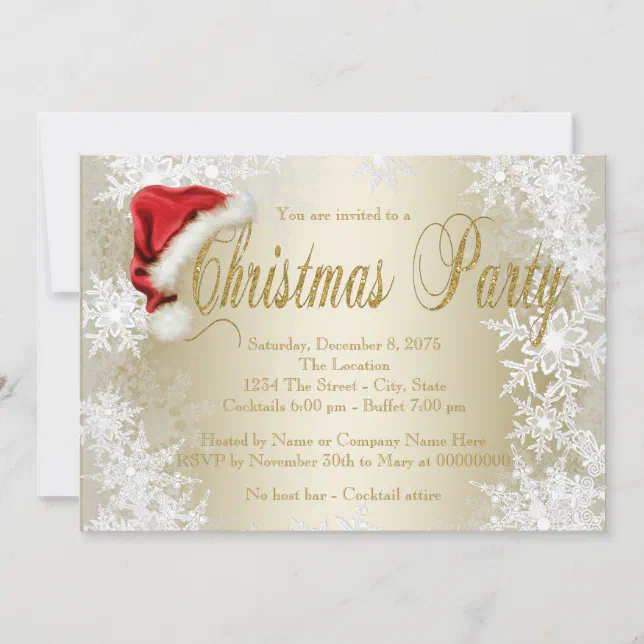 Santa Hat Christmas Party Invitations | Zazzle