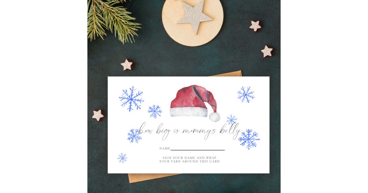 Santa hat - how big is mommy's belly enclosure card | Zazzle