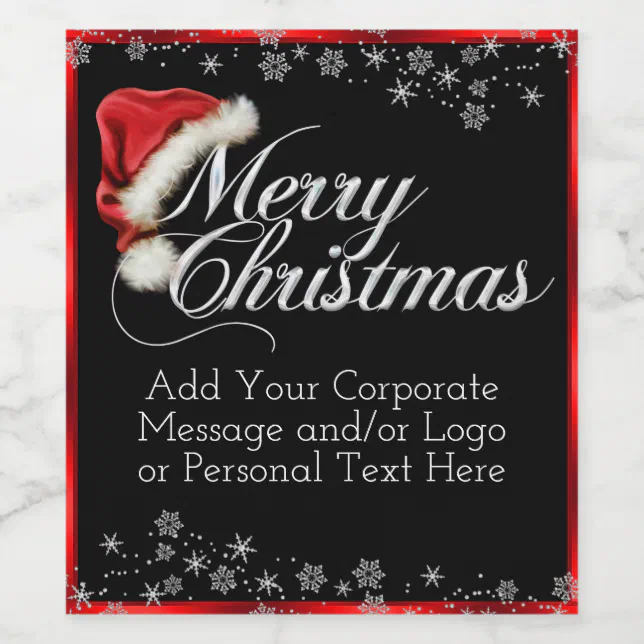 Santa Hat Snowflake Christmas Wine Bottle Labels | Zazzle