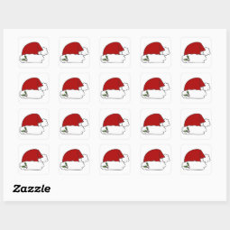 Santa Hat Square Sticker | Zazzle