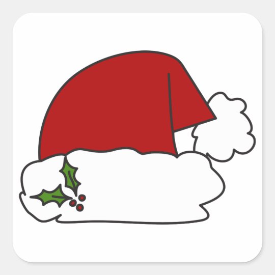 Santa Hat Square Sticker | Zazzle.com