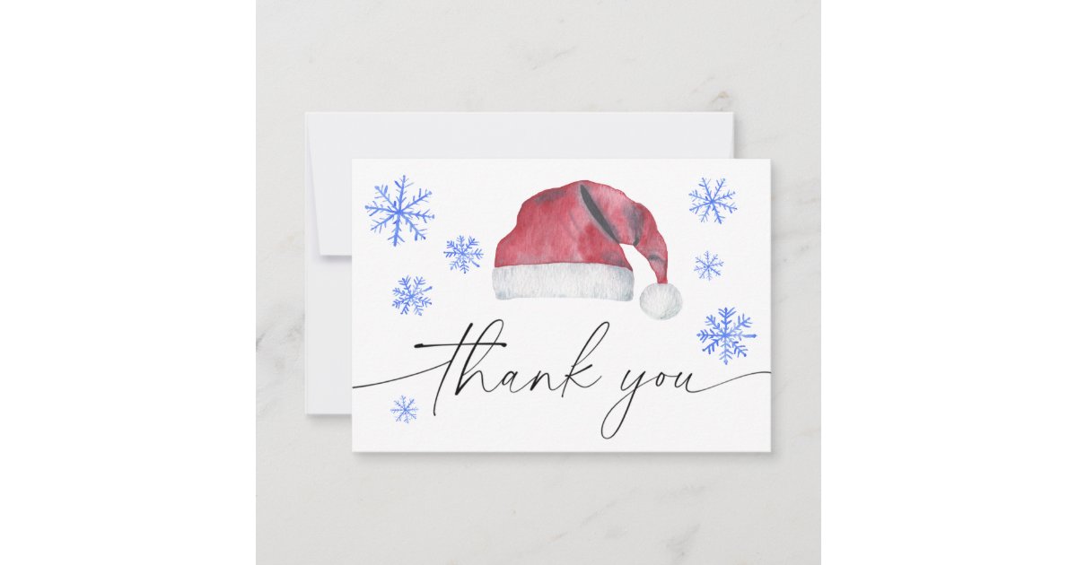 Santa hat thank you card | Zazzle