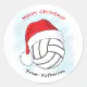 Santa Hat Volleyball Merry Christmas Classic Round Sticker | Zazzle