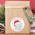 Santa Hat Volleyball Merry Christmas Classic Round Sticker | Zazzle